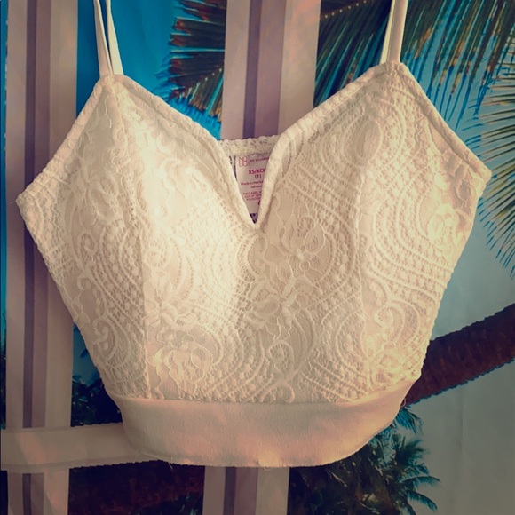 NOBO | Tops | Lovely White Crop Top Noodle Strap | Poshmark